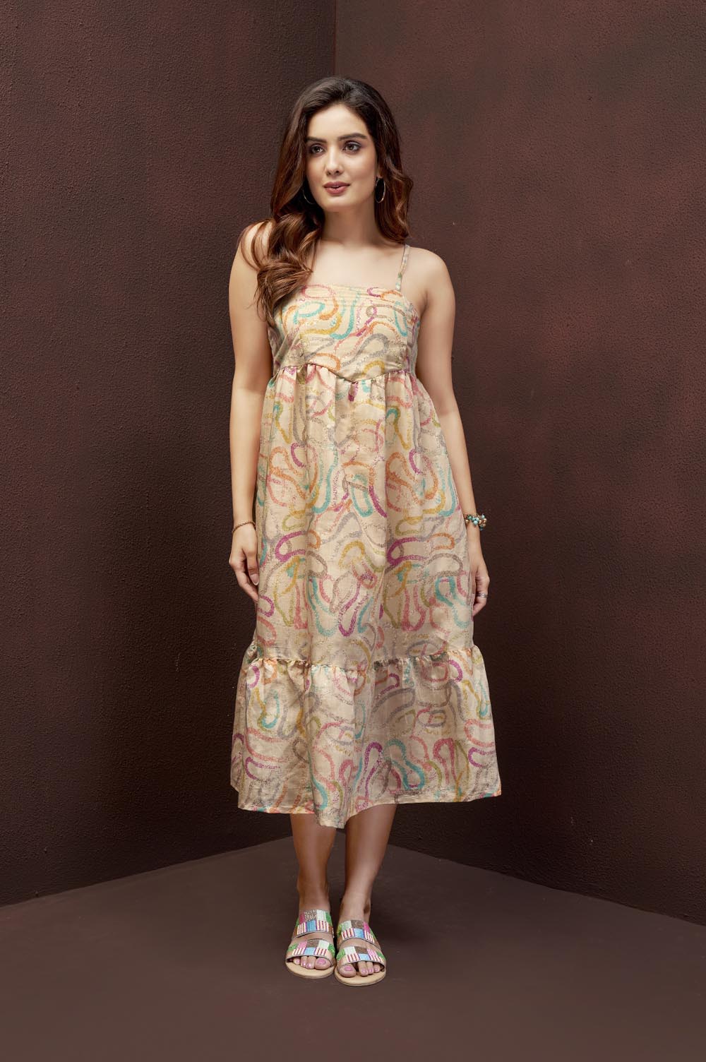 Cream Chanderi Dress | Dresoul