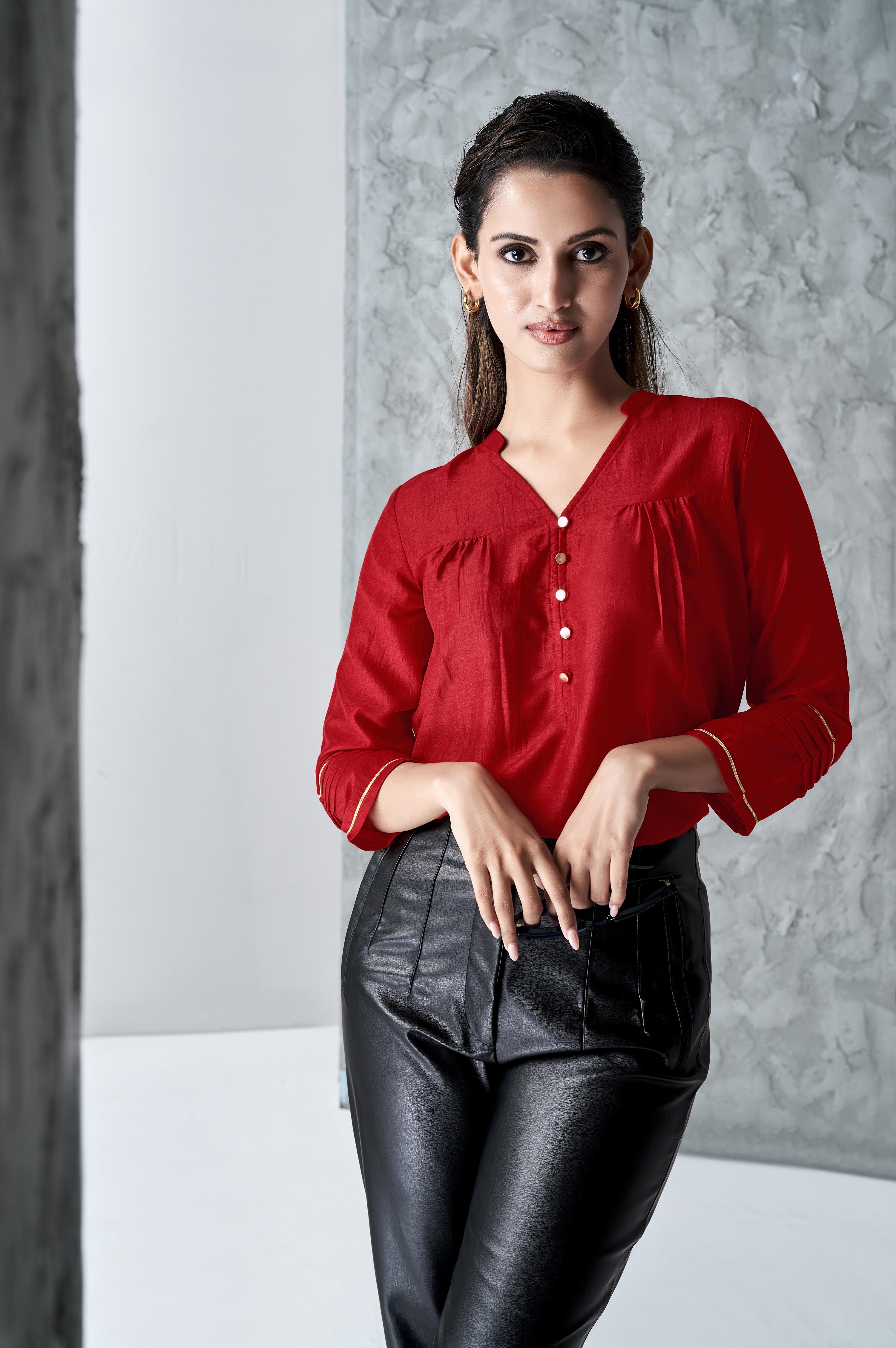 Romantic Red Casual Regular fit Top